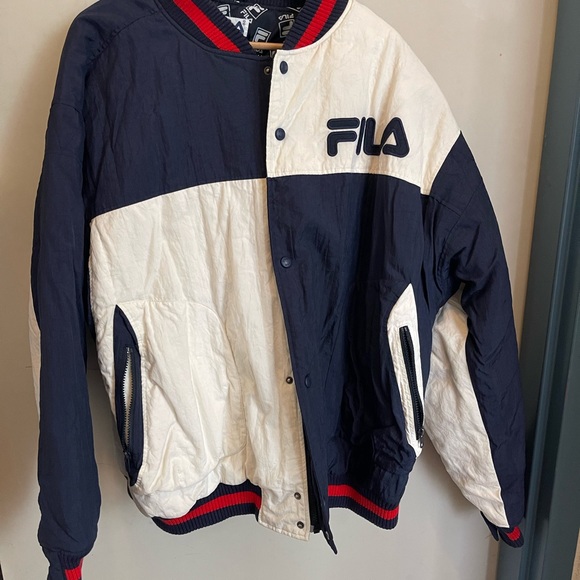 Fila | Jackets & Coats | Fila Mens Navy And Cream Jacket 9s Vintage ...